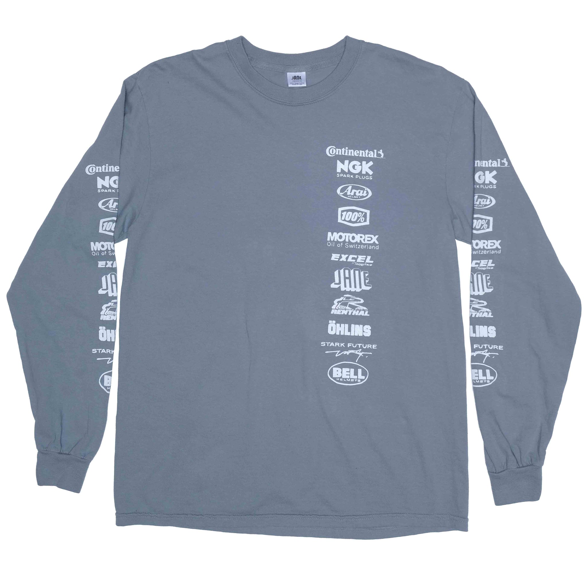 SPONSOR LONG SLEEVED T-SHIRT- Garment Dyed VIntage Blue